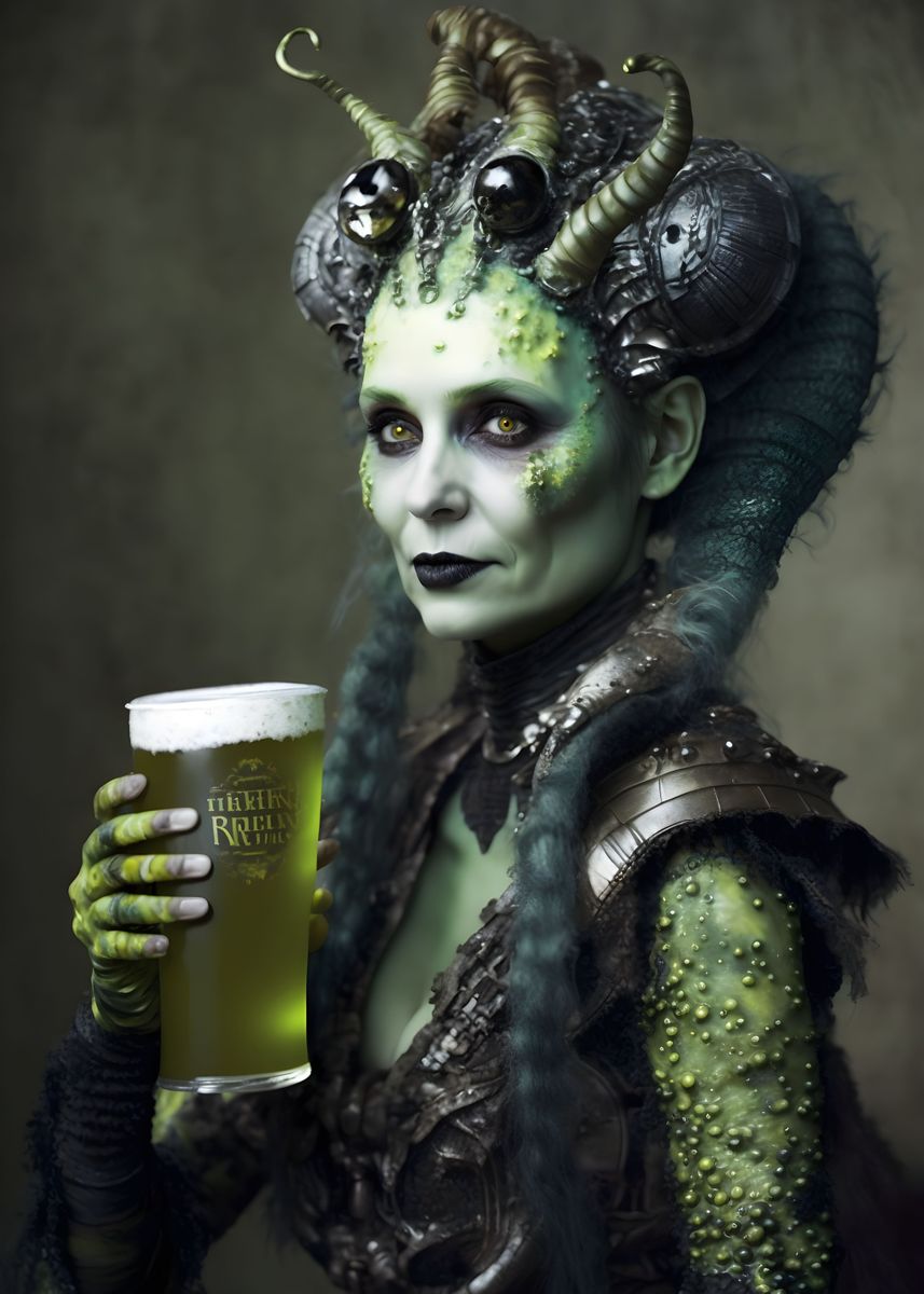 'Alien Beauty Cheers' Poster, picture, metal print, paint by AI and ME ...