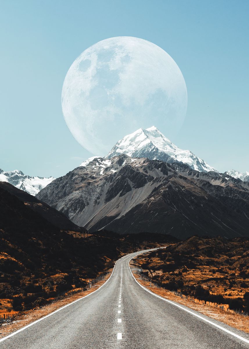 'Mountain Moon' Poster, picture, metal print, paint by Joshua Small ...