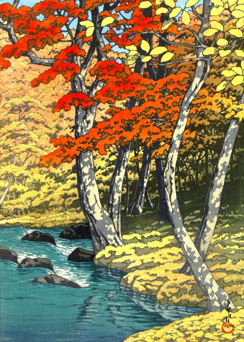 'Kawase Hasui Autumn Oirase' Poster, picture, metal print, paint by ...