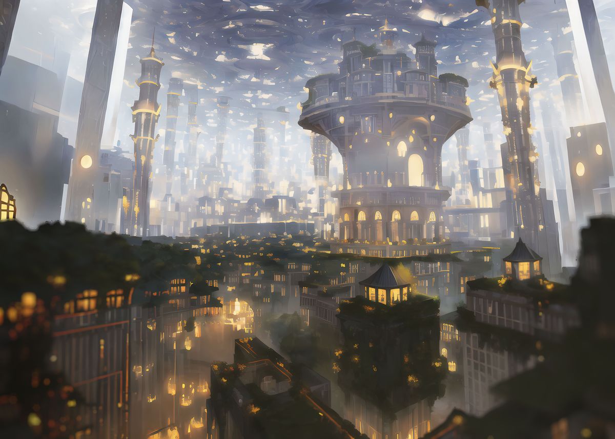 'Fantasty Cityscape' Poster by Vin | Displate
