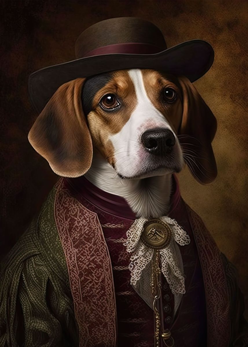 'Beagle English Gentleman' Poster, picture, metal print, paint by PetPrints | Displate
