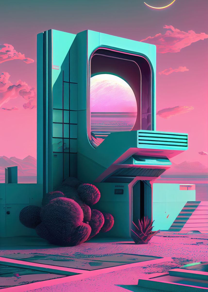 'Vaporwave Retro Vibes 16' Poster, picture, metal print, paint by ...