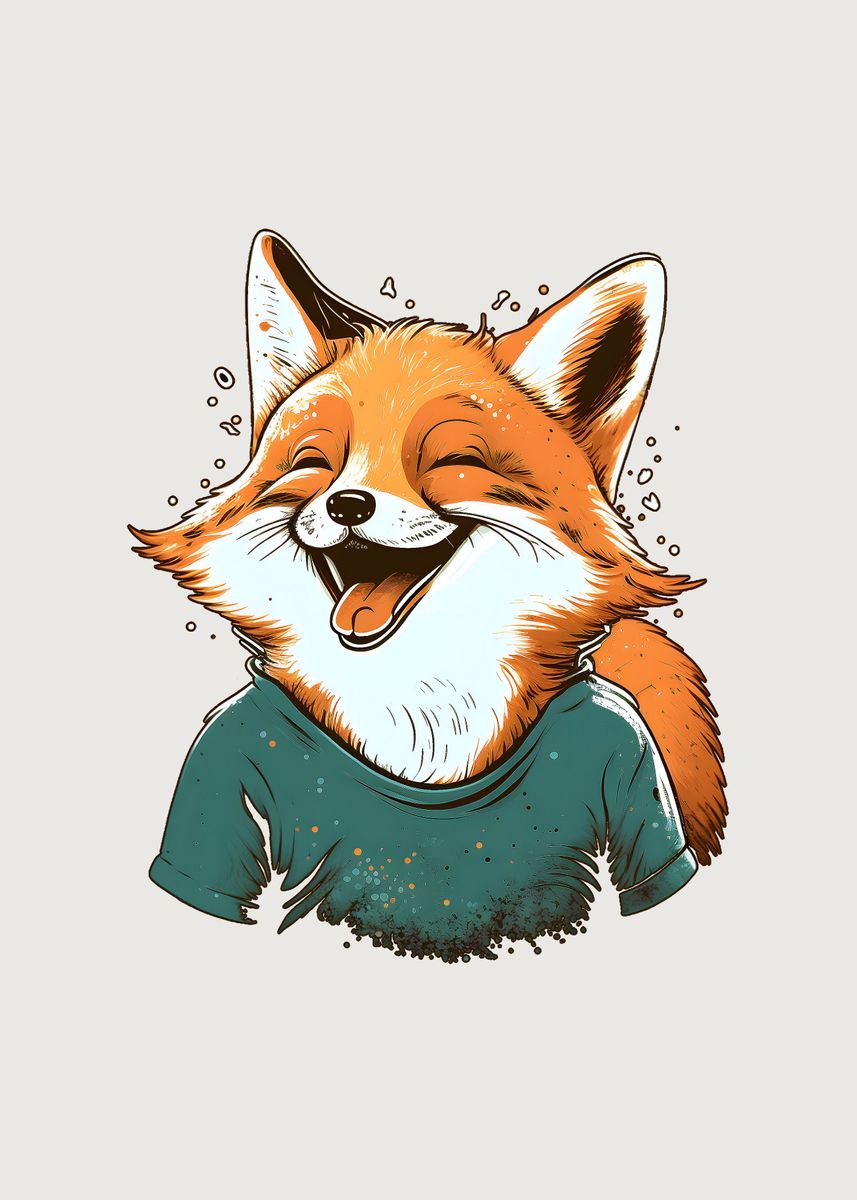 'Happy Fox' Poster, picture, metal print, paint by 1x Merch | Displate