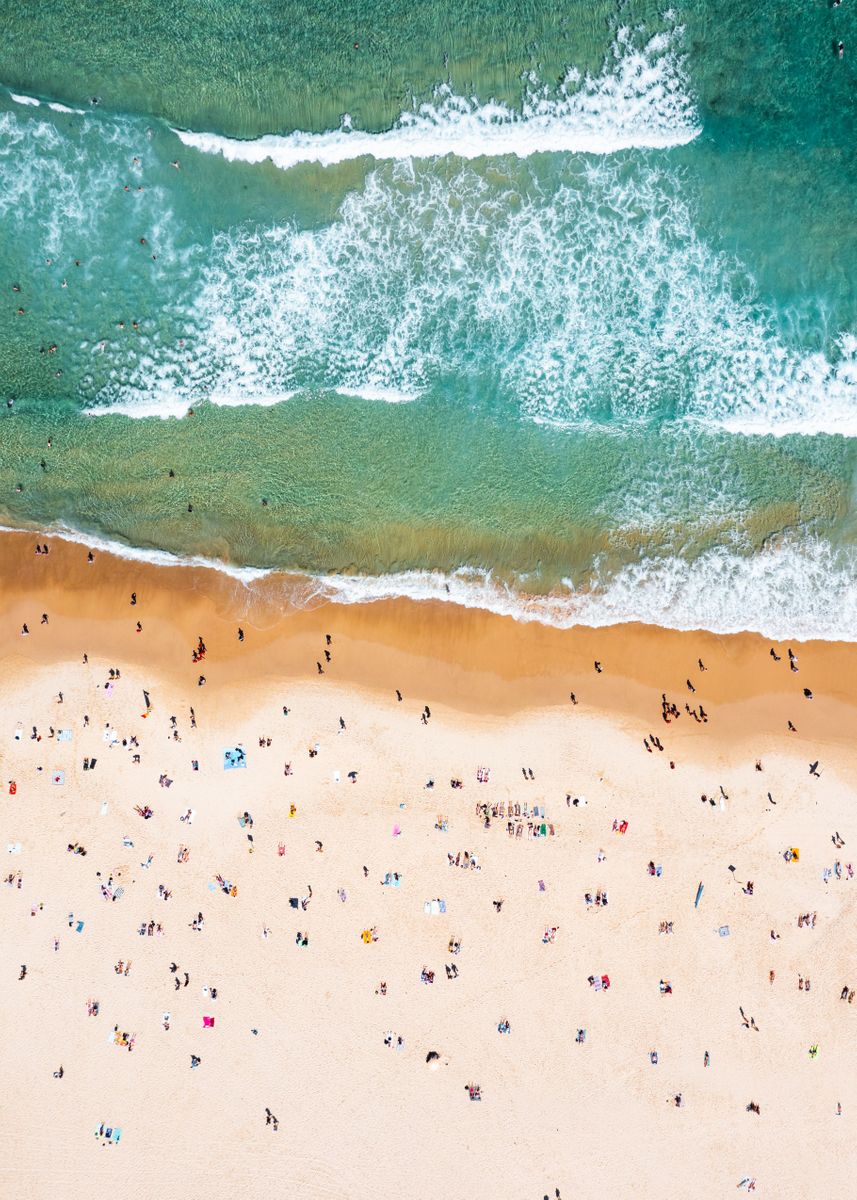 'People at the Beach aerial' Poster, picture, metal print, paint by ...