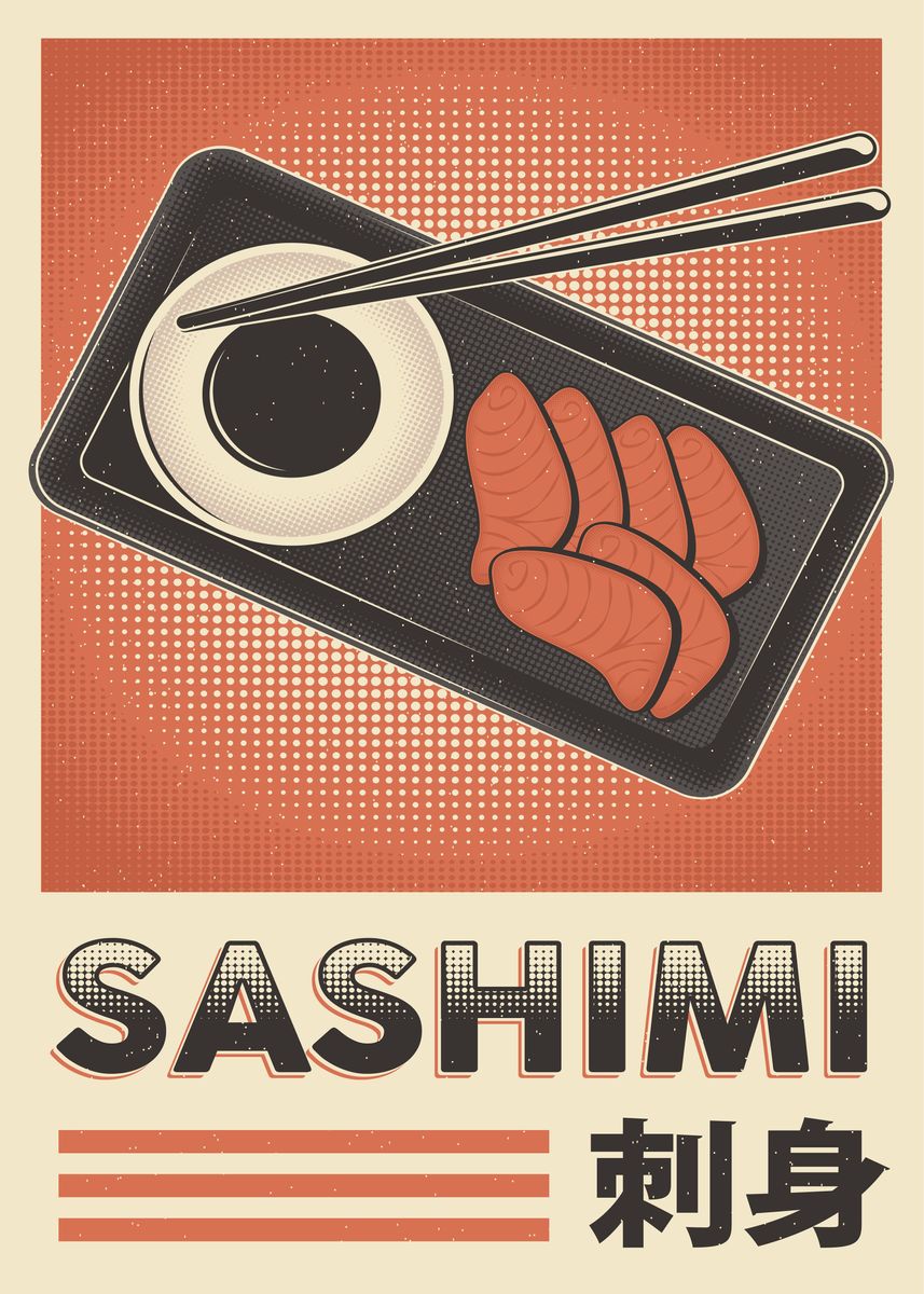 'Japanese Food Sashimi' Poster, picture, metal print, paint by Naso ...