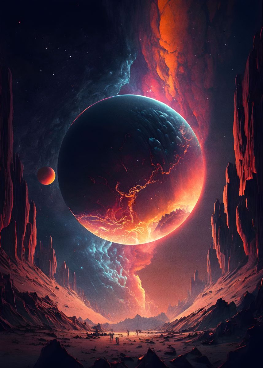 'two tone planets' Poster, picture, metal print, paint by Muhammad ...