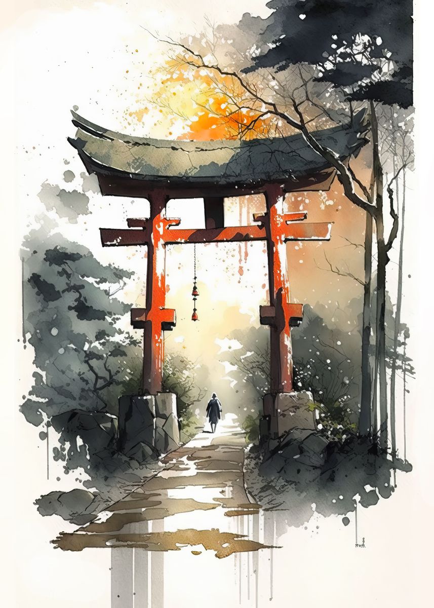 'Japanese Shinto Torii Gate' Poster, picture, metal print, paint by Ben ...
