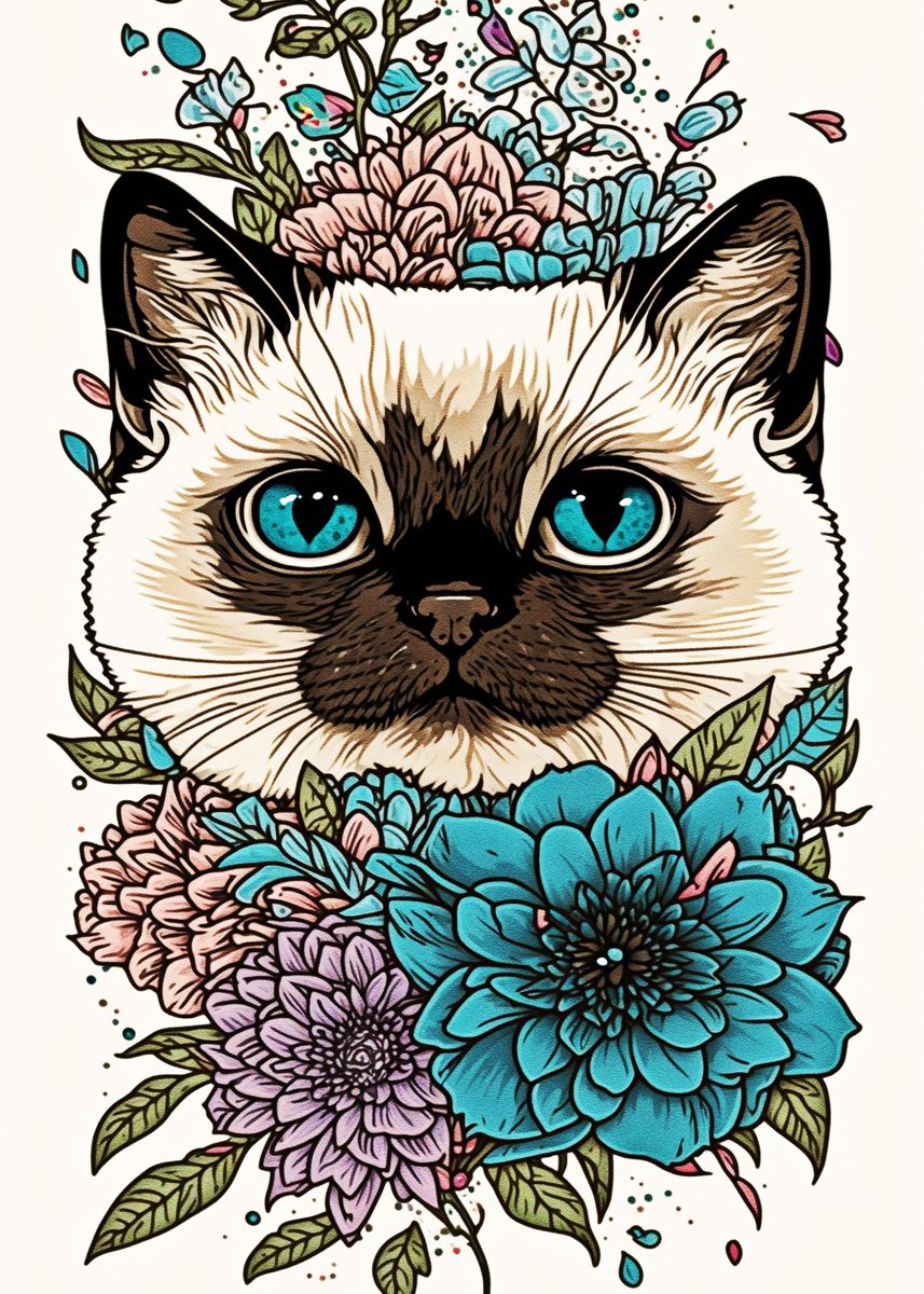 'Painting Decoration Cat' Poster, picture, metal print, paint by ...