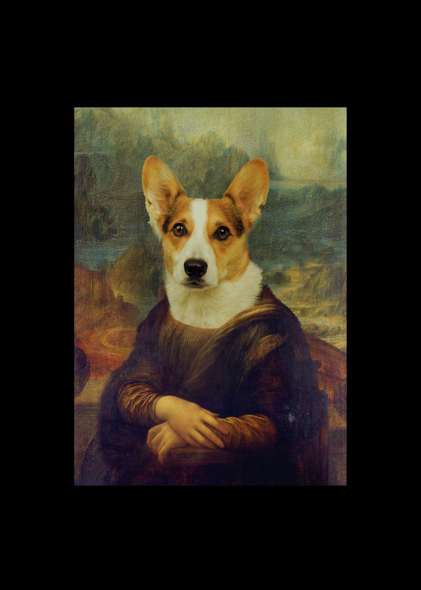 'Mona Lisa Dog Head Design' Poster, picture, metal print, paint by ...