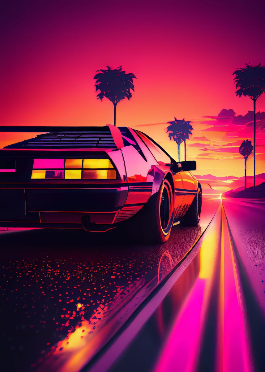 'Inspired by Outrun 11' Poster, picture, metal print, paint by Scott ...