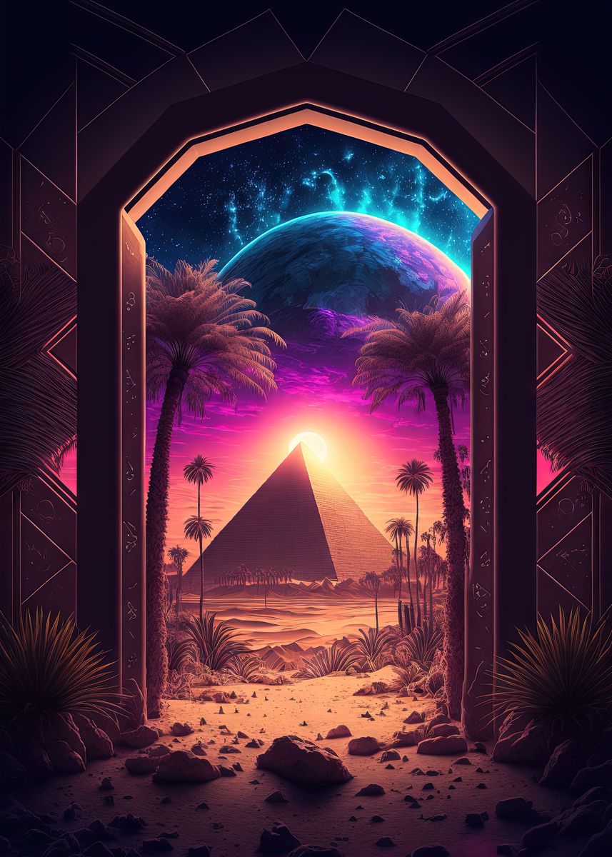 'An Ancient Retro Pyramid' Poster, picture, metal print, paint by ...