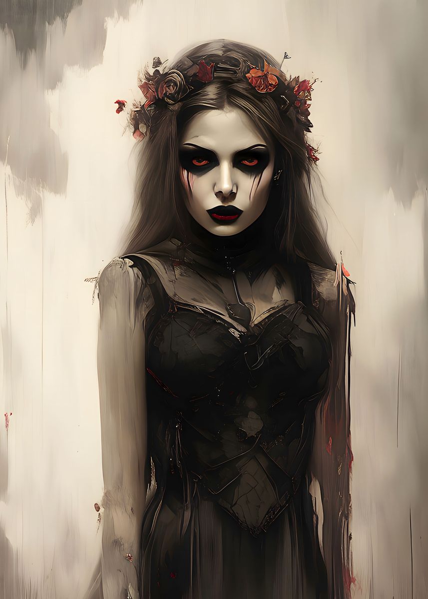 'Vampire girl' Poster, picture, metal print, paint by Rashid | Displate
