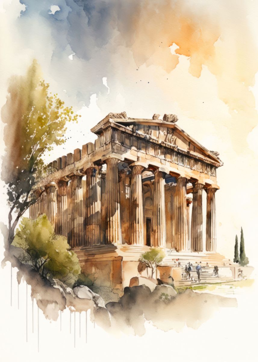 'Acropolis and Parthenon' Poster, picture, metal print, paint by Usama ...