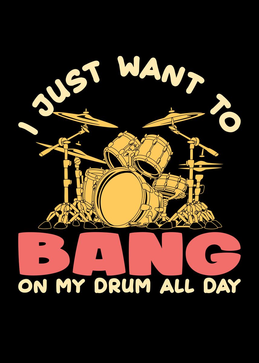 'Bang On My Drum Percussion' Poster, picture, metal print, paint by ...