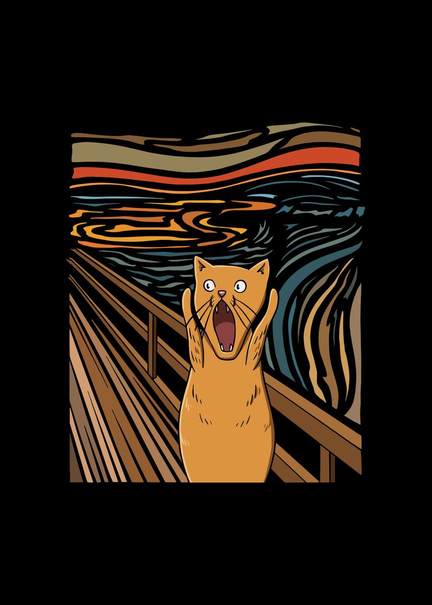 'Cat Munch Painting Scream' Poster by Michael | Displate