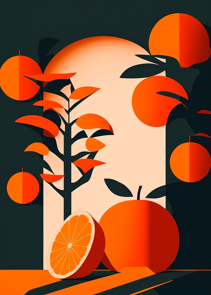 'Orange Slice' Poster, picture, metal print, paint by CapWonders | Displate