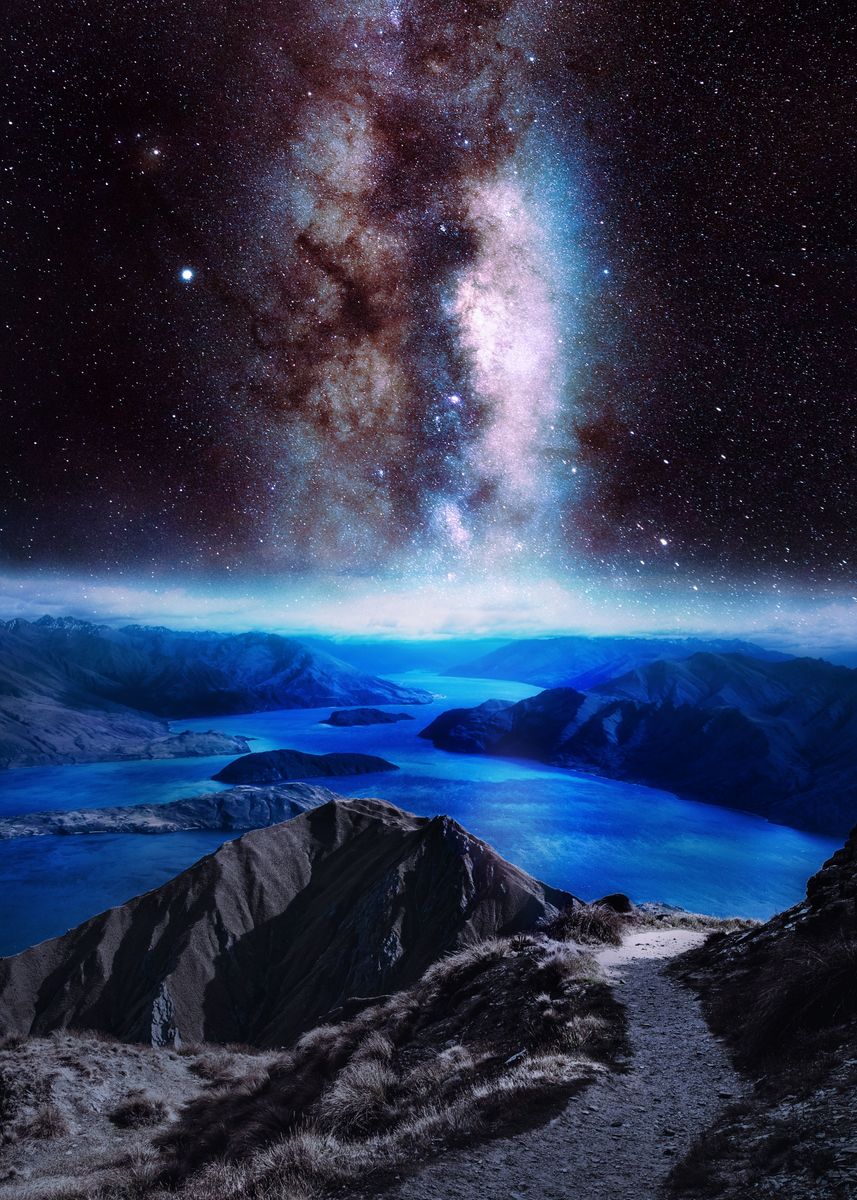 'Mountains Space' Poster, picture, metal print, paint by Joshua Small ...