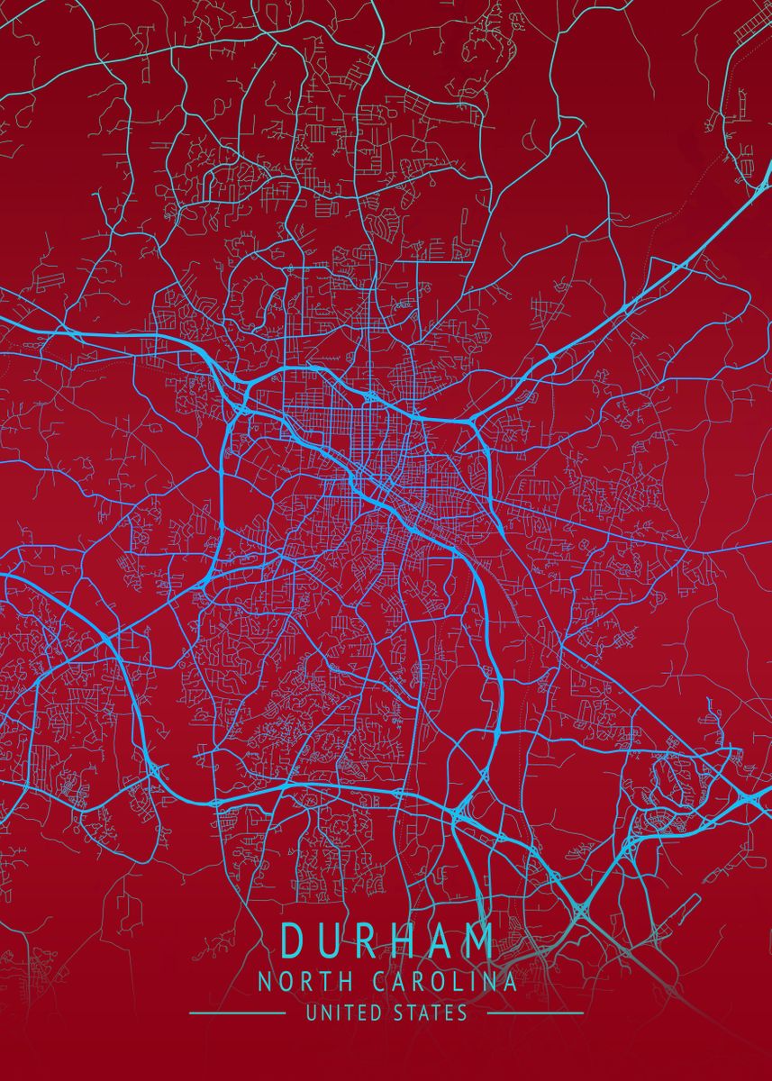 'Durham USA City Map' Poster, picture, metal print, paint by Gigi Bgm ...