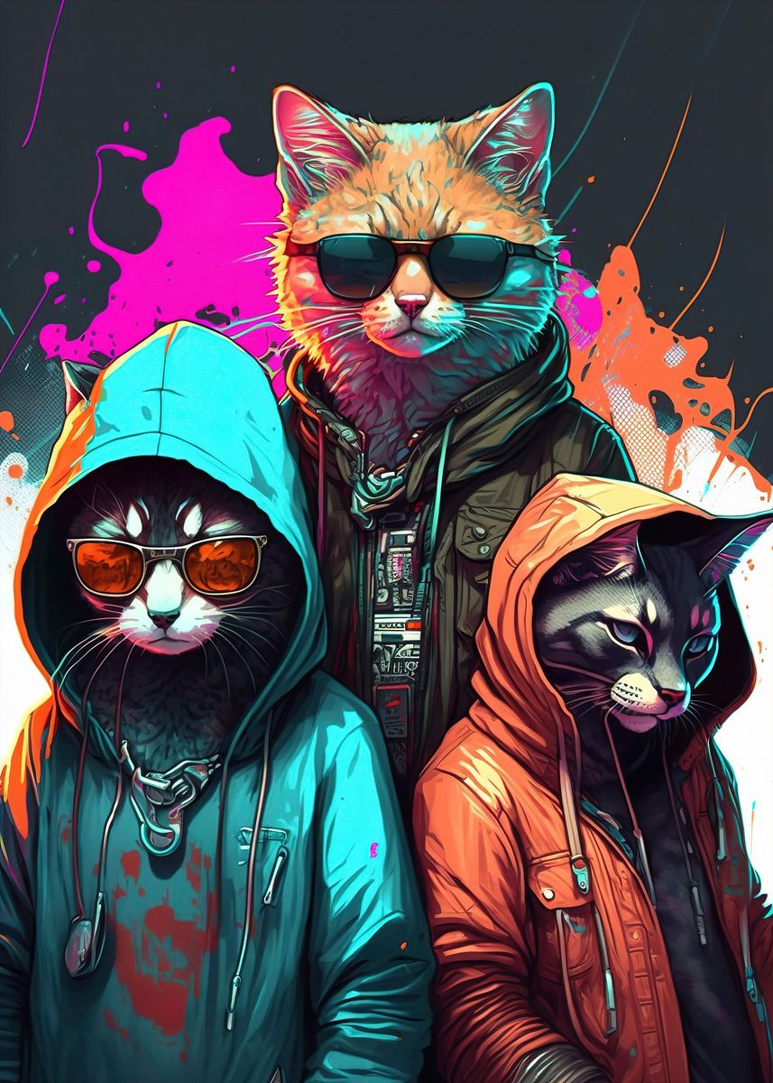'Cats' Poster, picture, metal print, paint by Dorrasmar | Displate