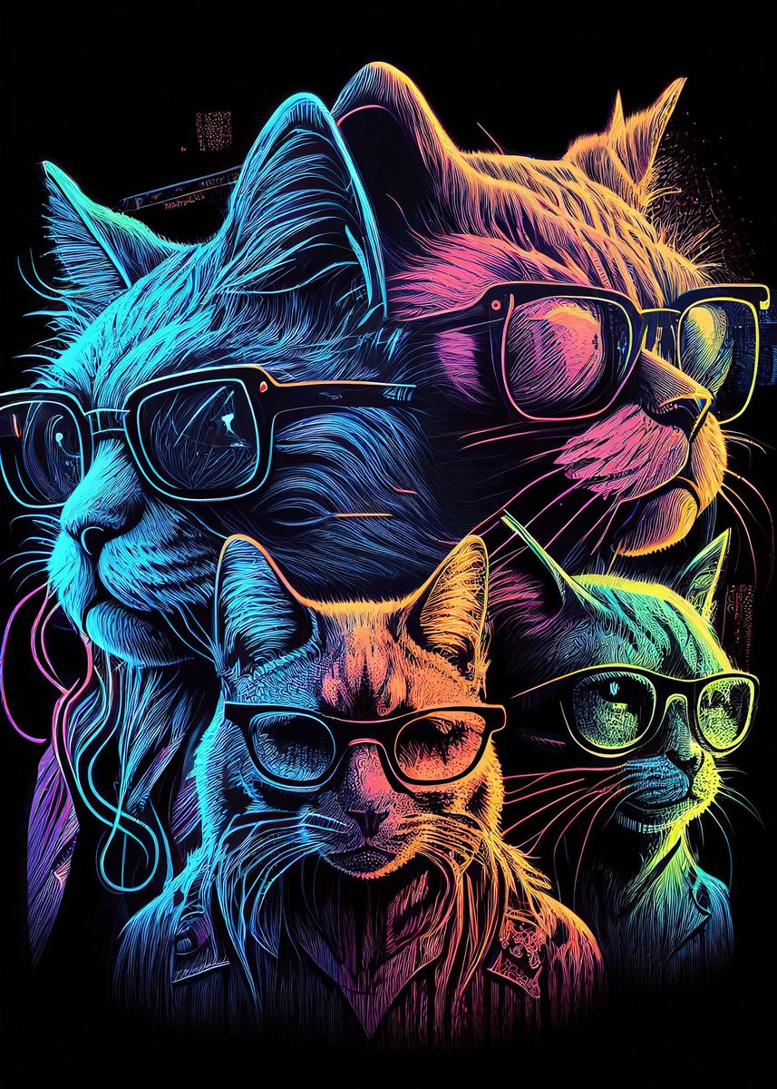 'Cats' Poster, picture, metal print, paint by Dorrasmar | Displate