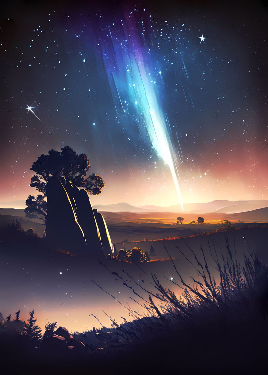 'Starry Twilight Landscape' Poster by Luong Phat | Displate