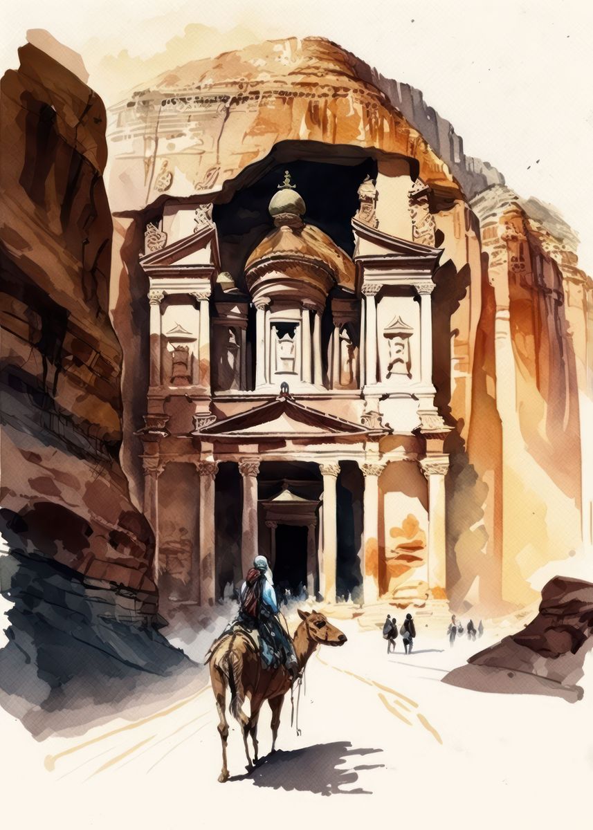'Watercolor Petra' Poster, picture, metal print, paint by Usama Design ...