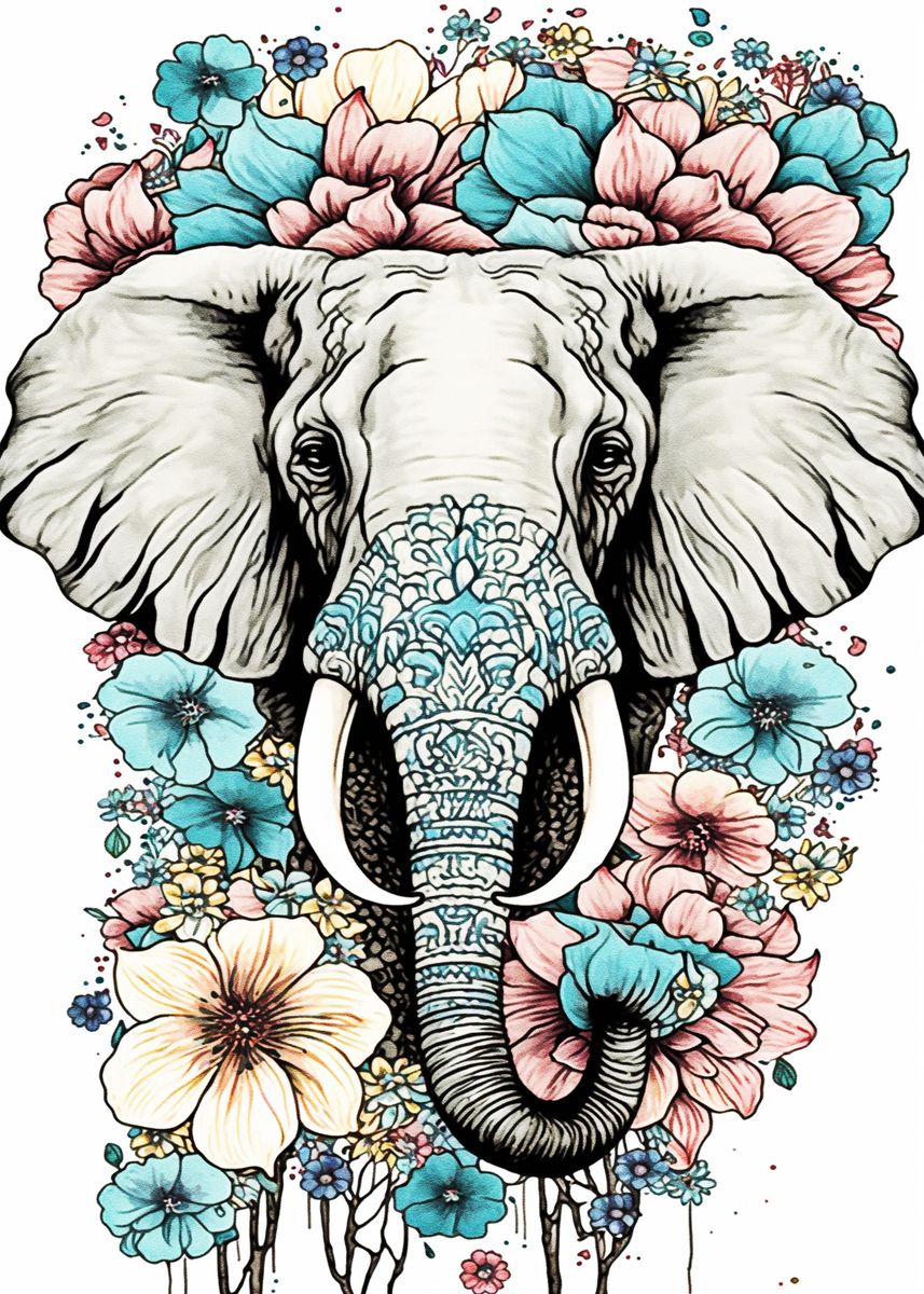 'Paint Decoration Elephant' Poster by 4147 Studios | Displate
