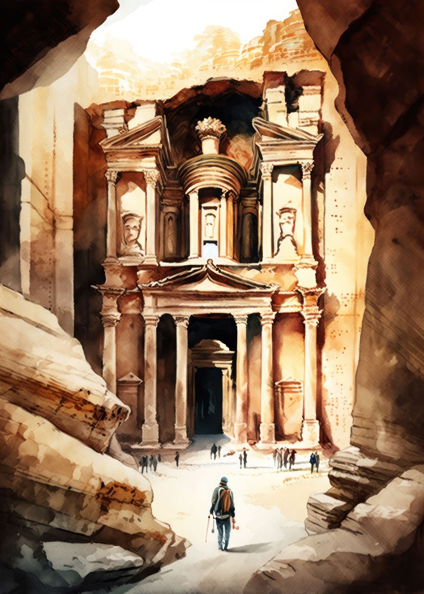 'Petra Charm Watercolor' Poster, picture, metal print, paint by Usama ...
