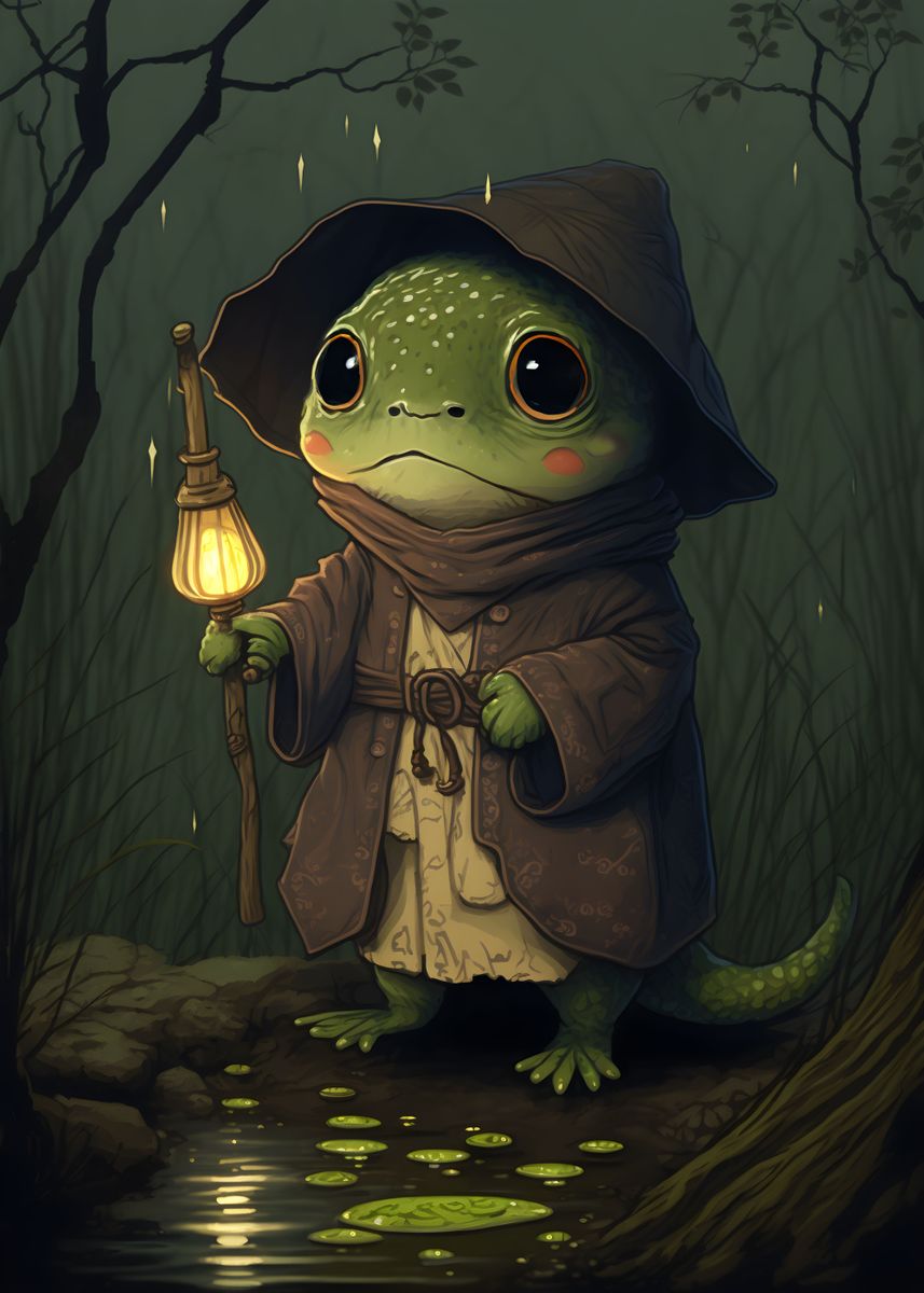 'Cute Fantasy Swamp Toad' Poster, picture, metal print, paint by ...