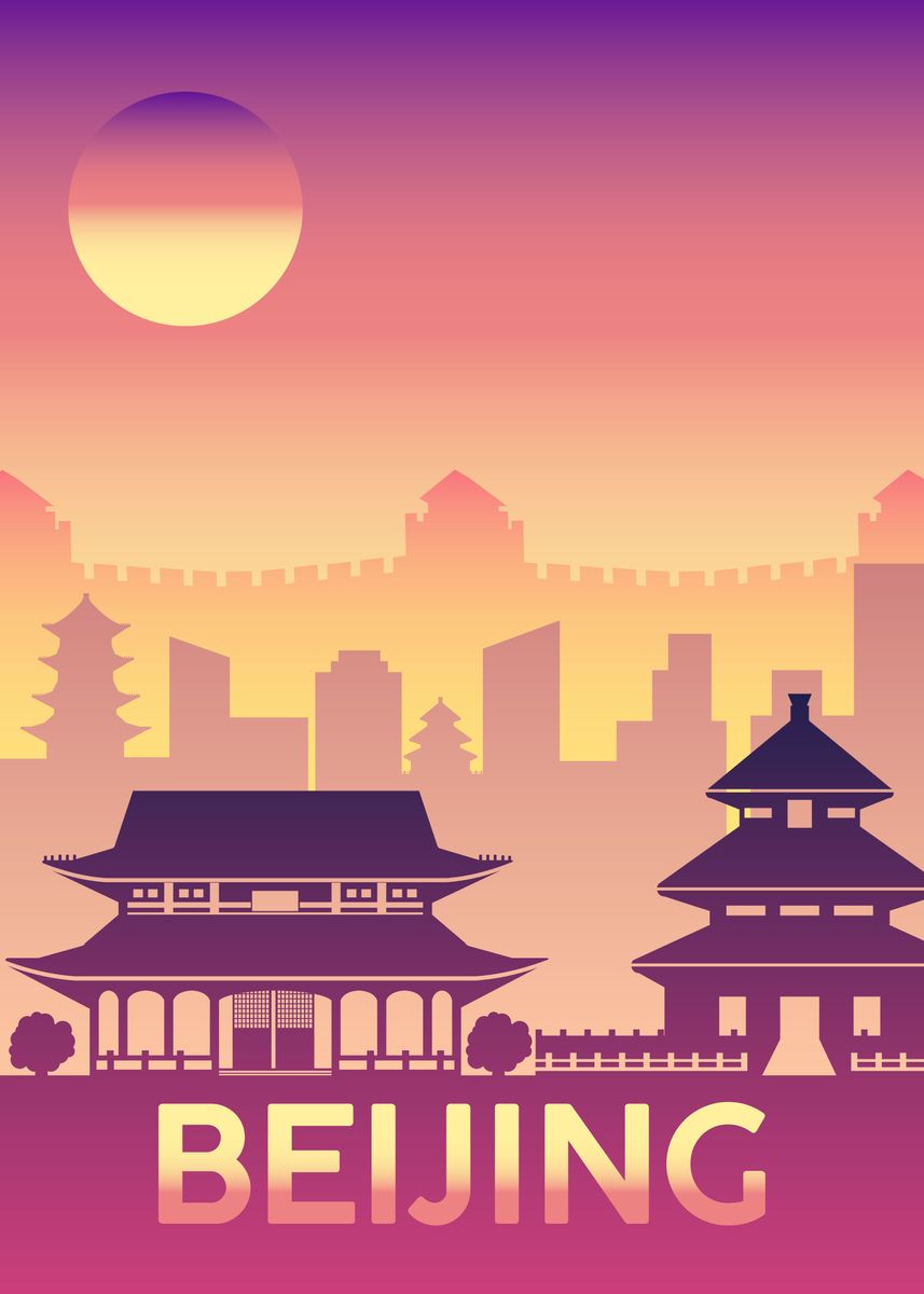 'Beijing Travel Poster' Poster, picture, metal print, paint by ...