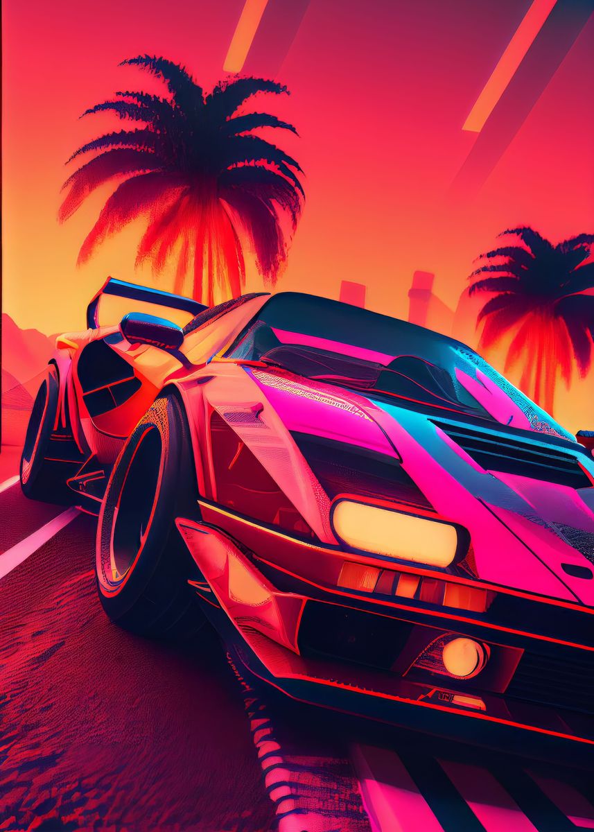 'Inspired by Outrun 14' Poster, picture, metal print, paint by Scott ...