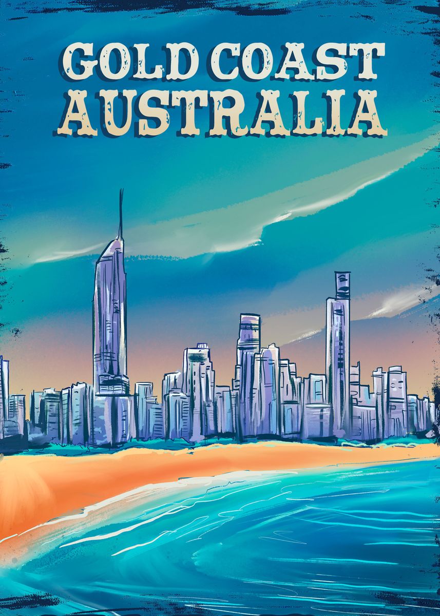'Australia Gold Coast' Poster, picture, metal print, paint by Cool ...