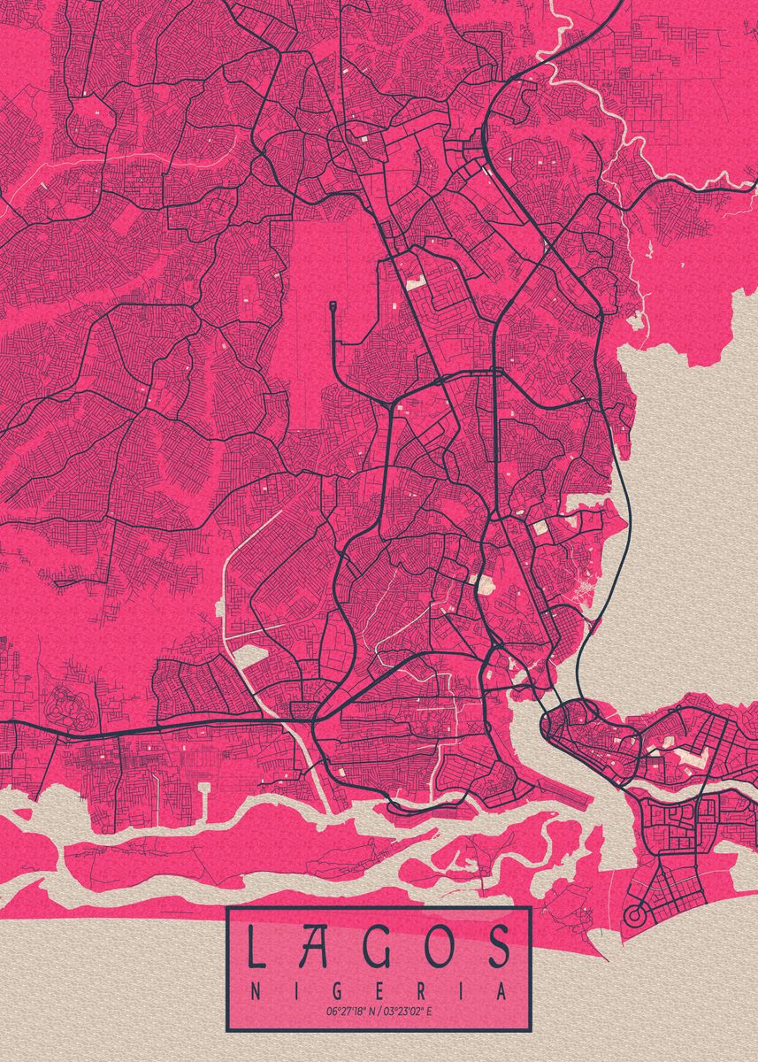 'Lagos City Map Blossom' Poster by deMAP Studio | Displate
