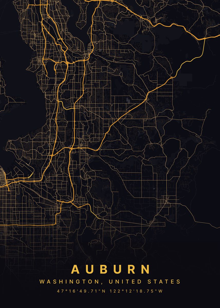 'Auburn Washington USA' Poster, picture, metal print, paint by Kemi ...