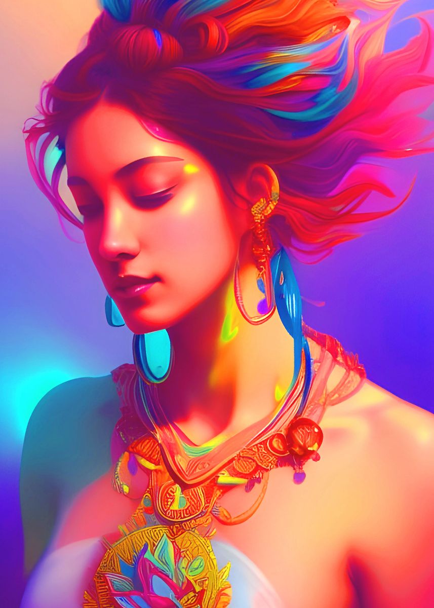 'The Rainbow Lady' Poster by EthectorArt | Displate