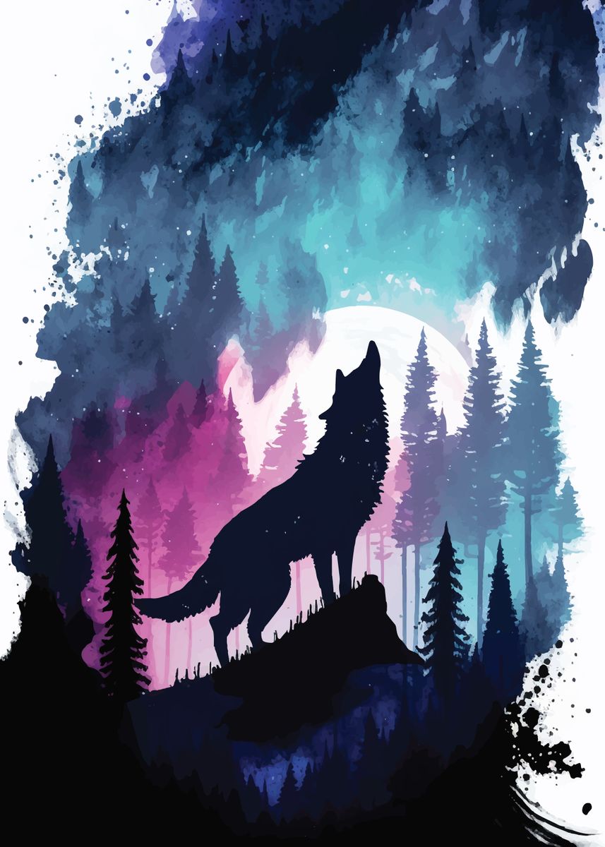'Moonlit Howl' Poster, picture, metal print, paint by Anxhela Sufa ...