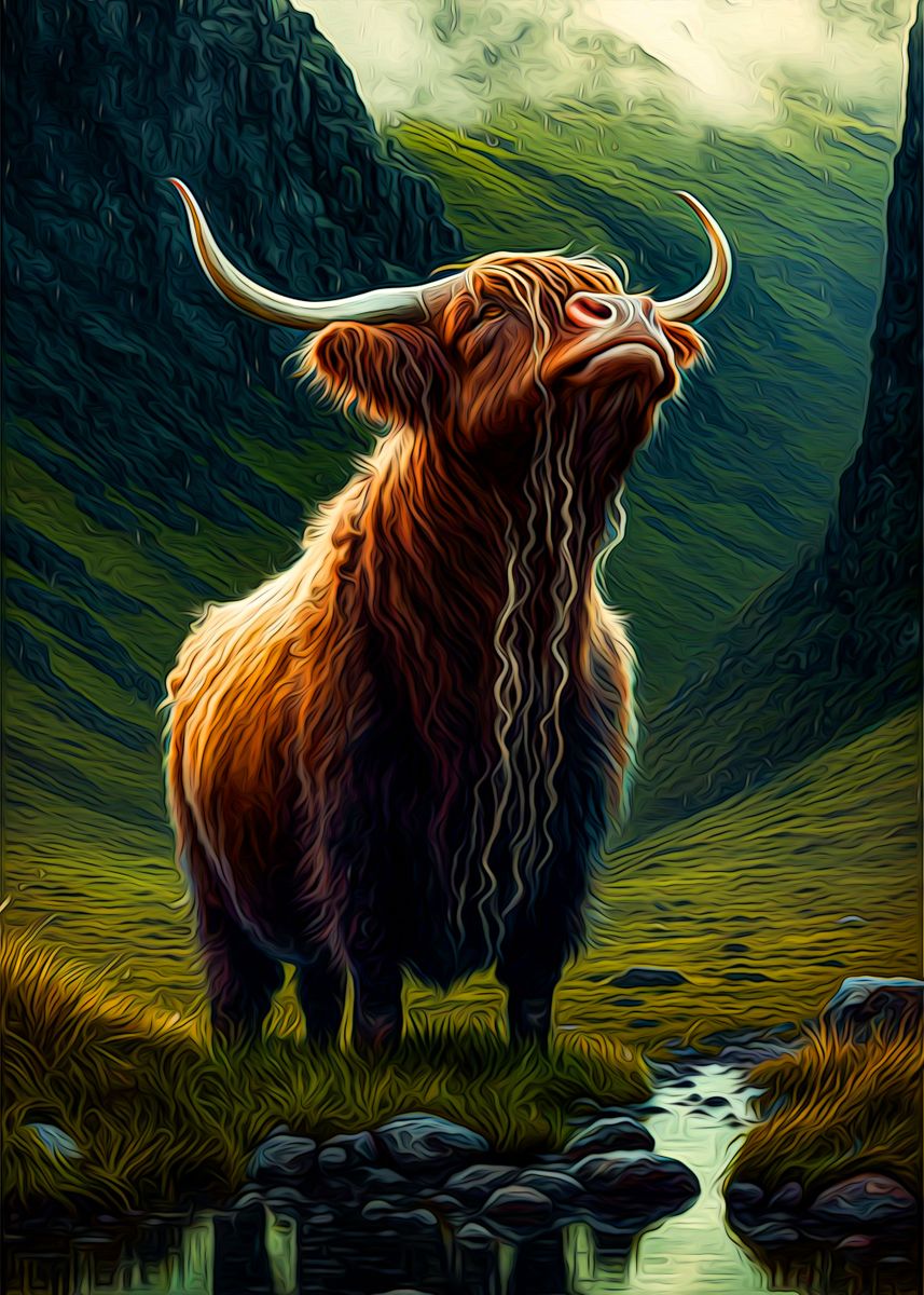 'Yak' Poster, picture, metal print, paint by Tiker Arts | Displate