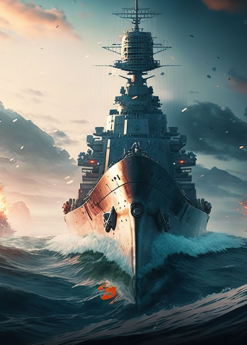 'Battleship' Poster, picture, metal print, paint by Brax Rice | Displate