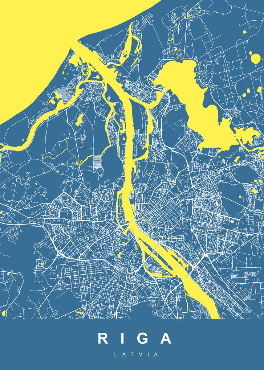 'RIGA LATVIA' Poster, picture, metal print, paint by UrbanMaps | Displate