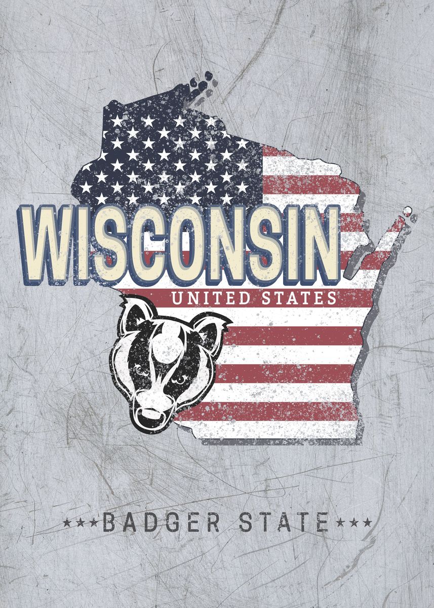'Wisconsin United States' Poster, picture, metal print, paint by Nils ...