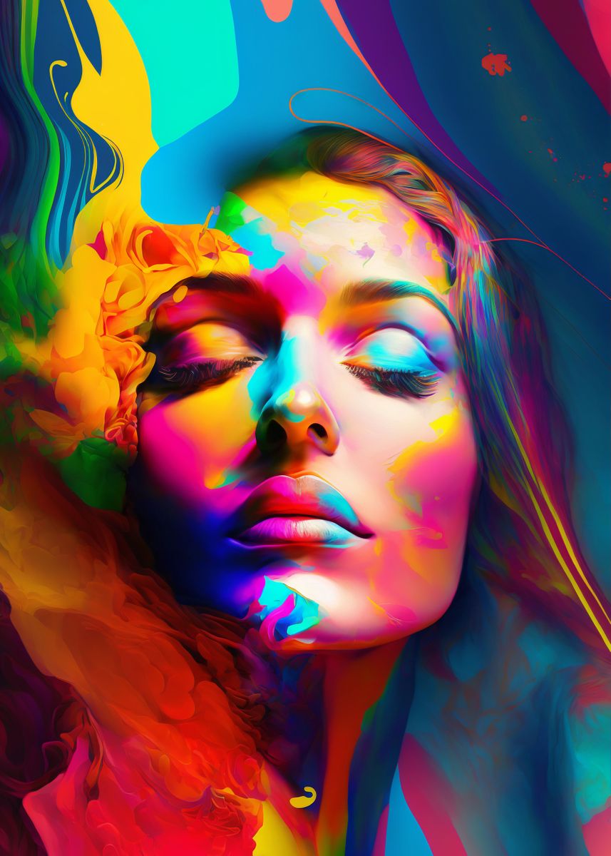 'Girl in Colors' Poster, picture, metal print, paint by Cybronauts ...