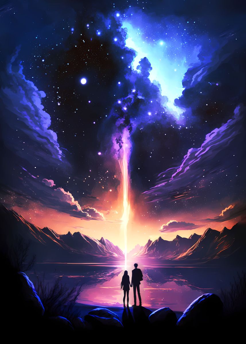 'Twilight Galaxy Lake' Poster, picture, metal print, paint by Luong ...