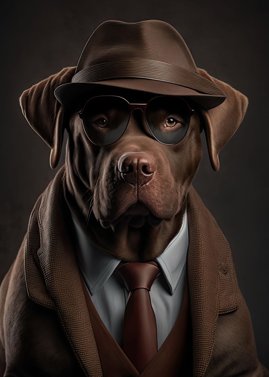 'Labrador Mafia Boss' Poster, picture, metal print, paint by PetPrints ...