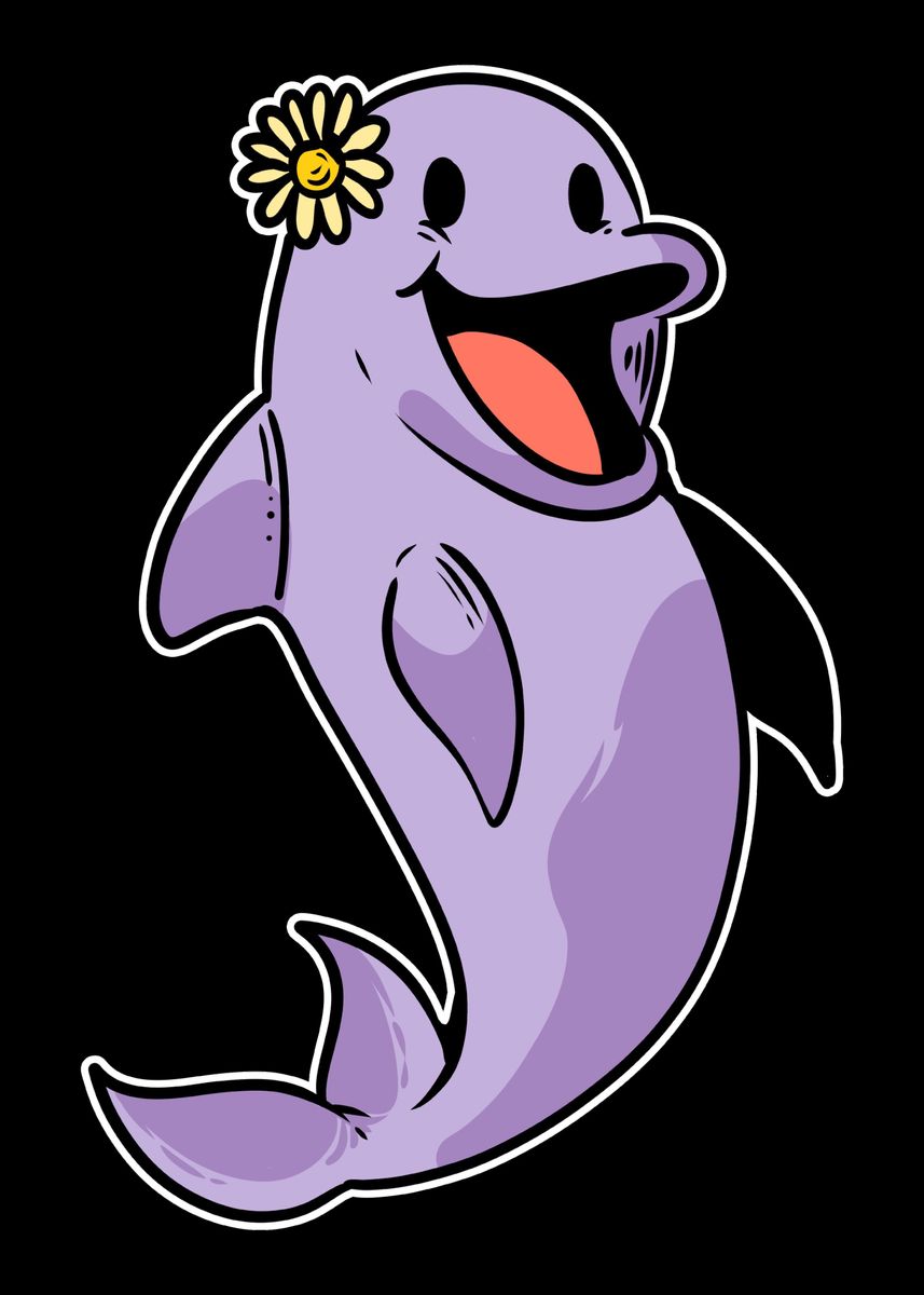 'Dolphin Daisy Flower Ocean' Poster, picture, metal print, paint by ...