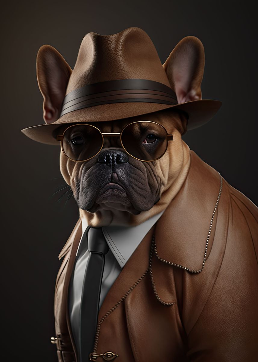 'French Bulldog Mafia Boss' Poster, picture, metal print, paint by ...
