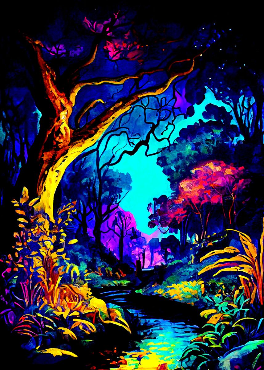 'Colorful Forest' Poster, picture, metal print, paint by Romos Xavi ...