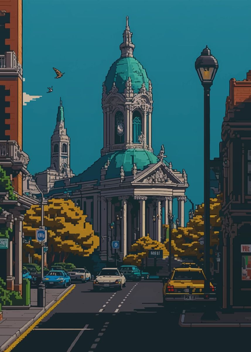 'Dunedin Pixel art' Poster, picture, metal print, paint by M Art | Displate