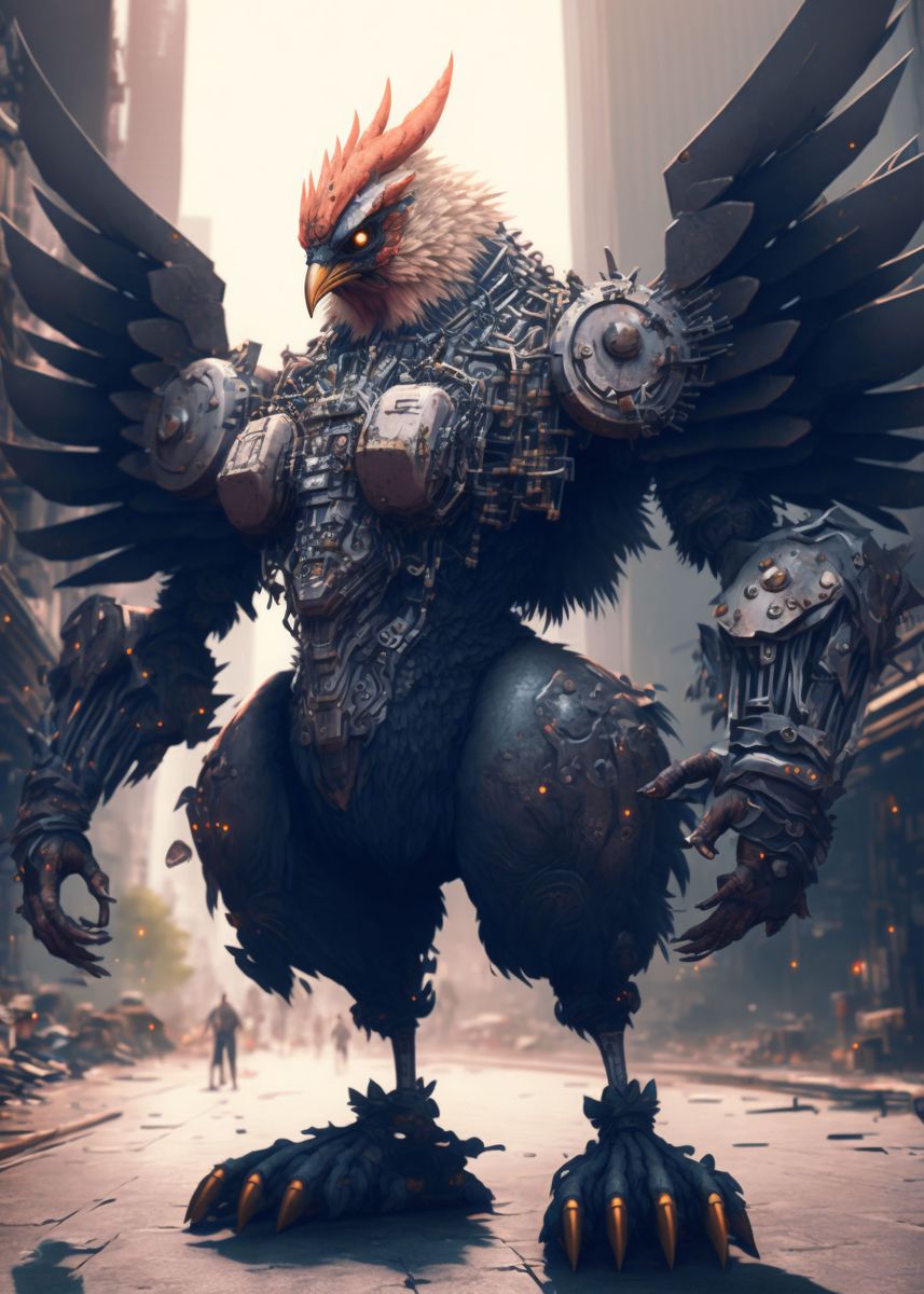 'Cyber Rooster' Poster, picture, metal print, paint by Cybronauts ...