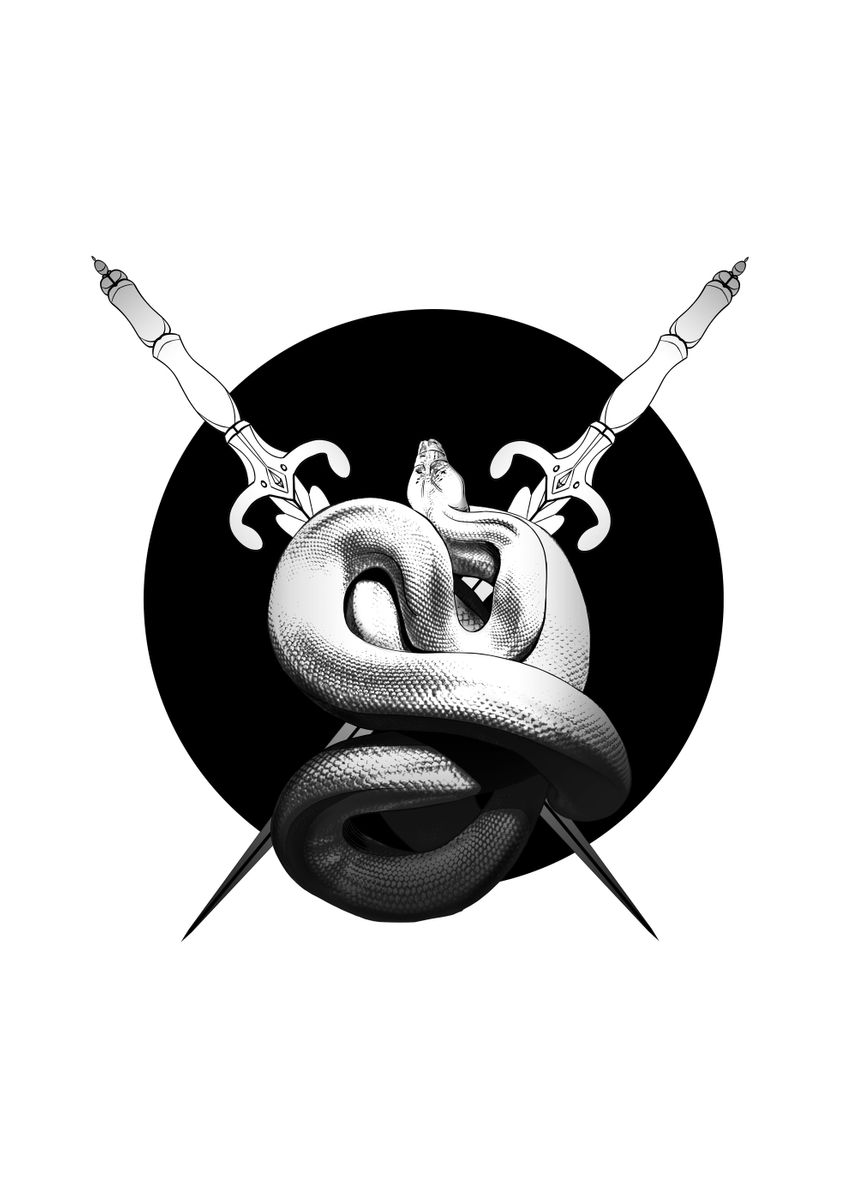 'Snakes and Daggers' Poster, picture, metal print, paint by Atanas ...