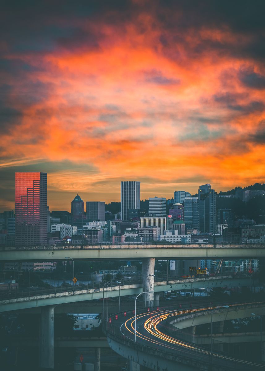 'Portland Oregon PDX' Poster, picture, metal print, paint by Nicholas ...